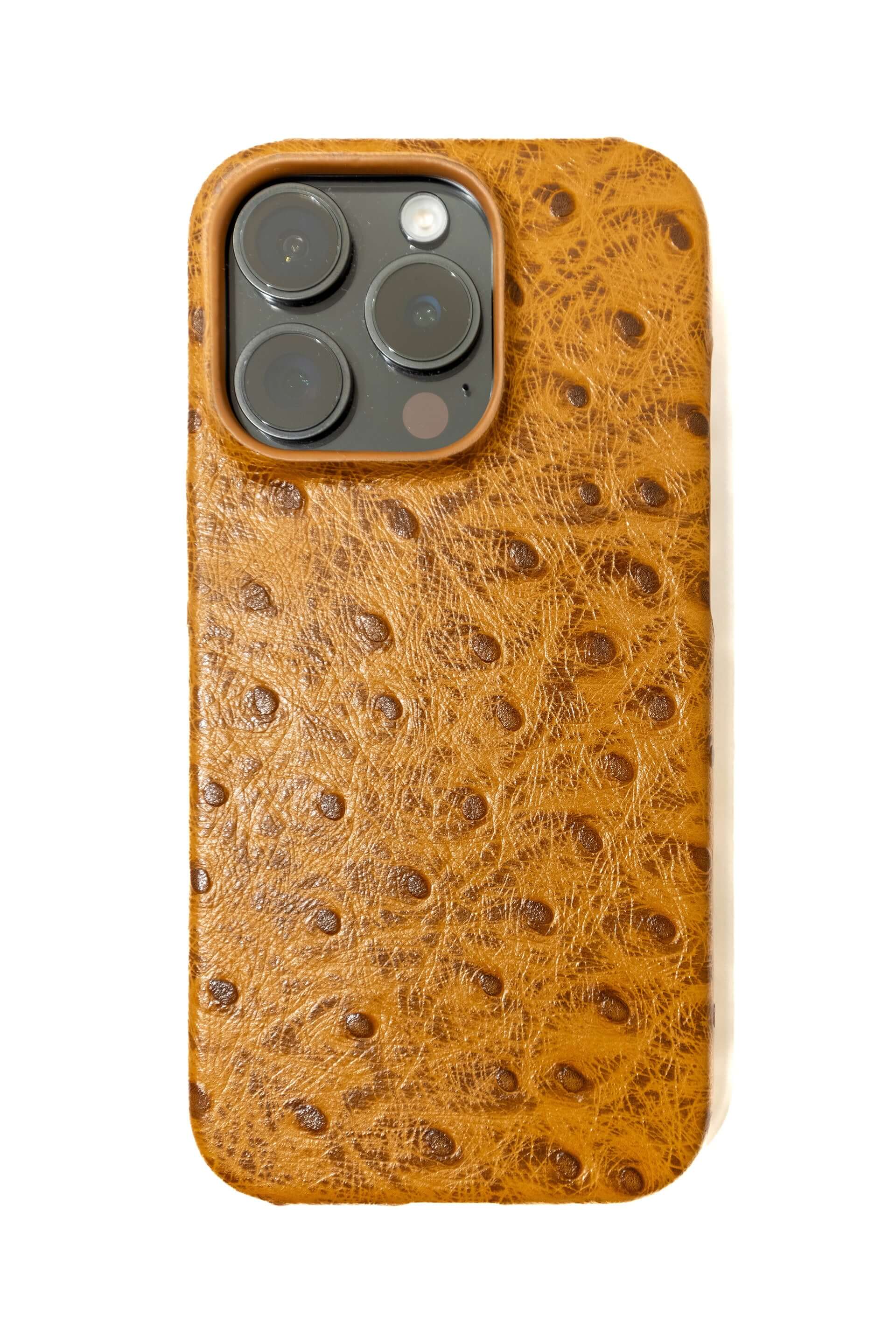 iPhone 15 Pro Ostrich Leather Case with MagSafe - Light Brown – Caipex
